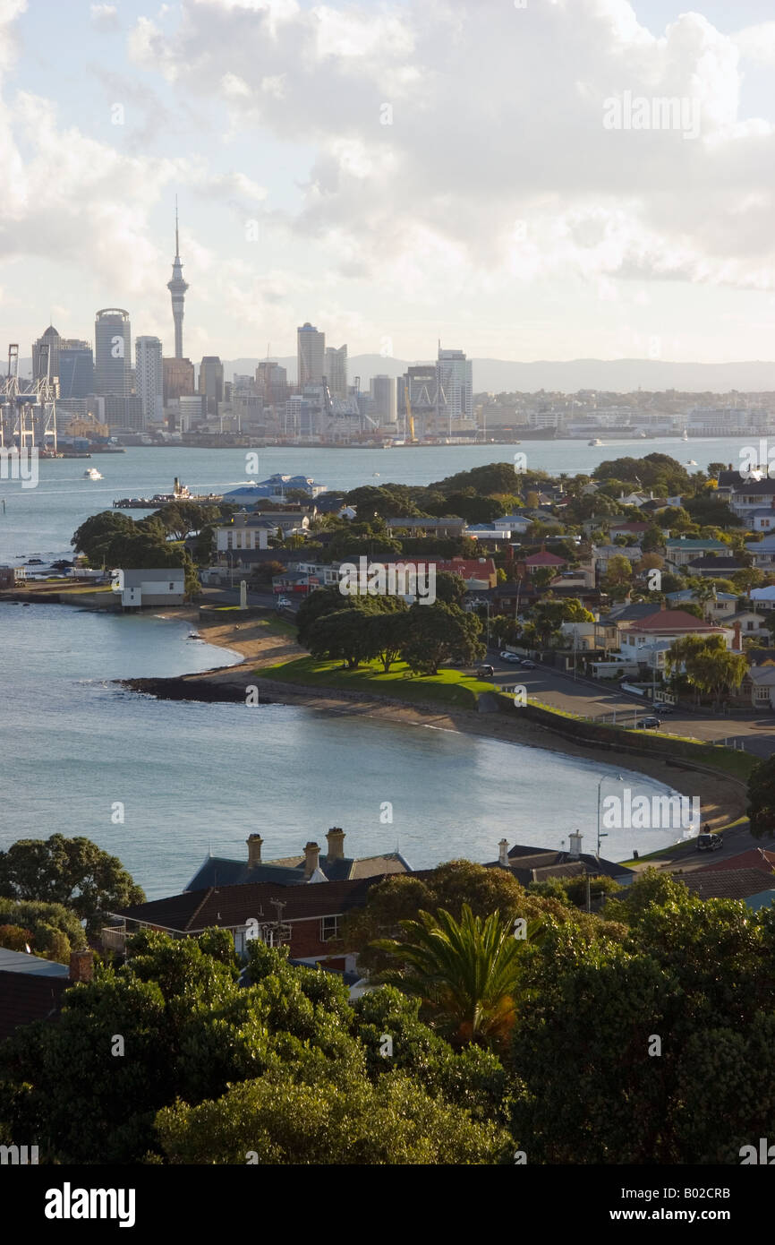 Panoramic skyline view of Auckland city from North Head New Zealand ...