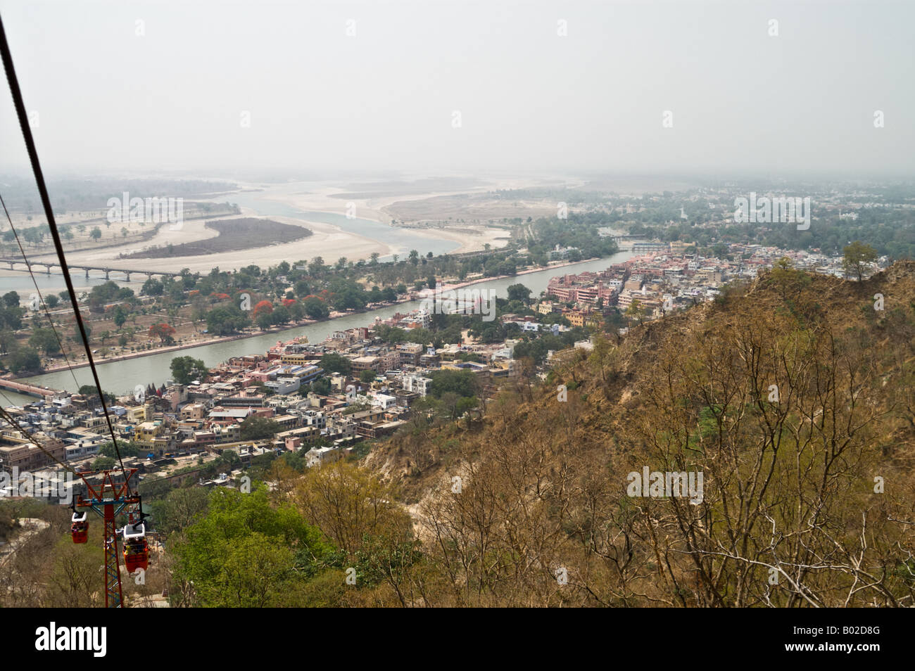 Aerial view of Haridwar city in Northern Indian state Uttar Pradesh ...