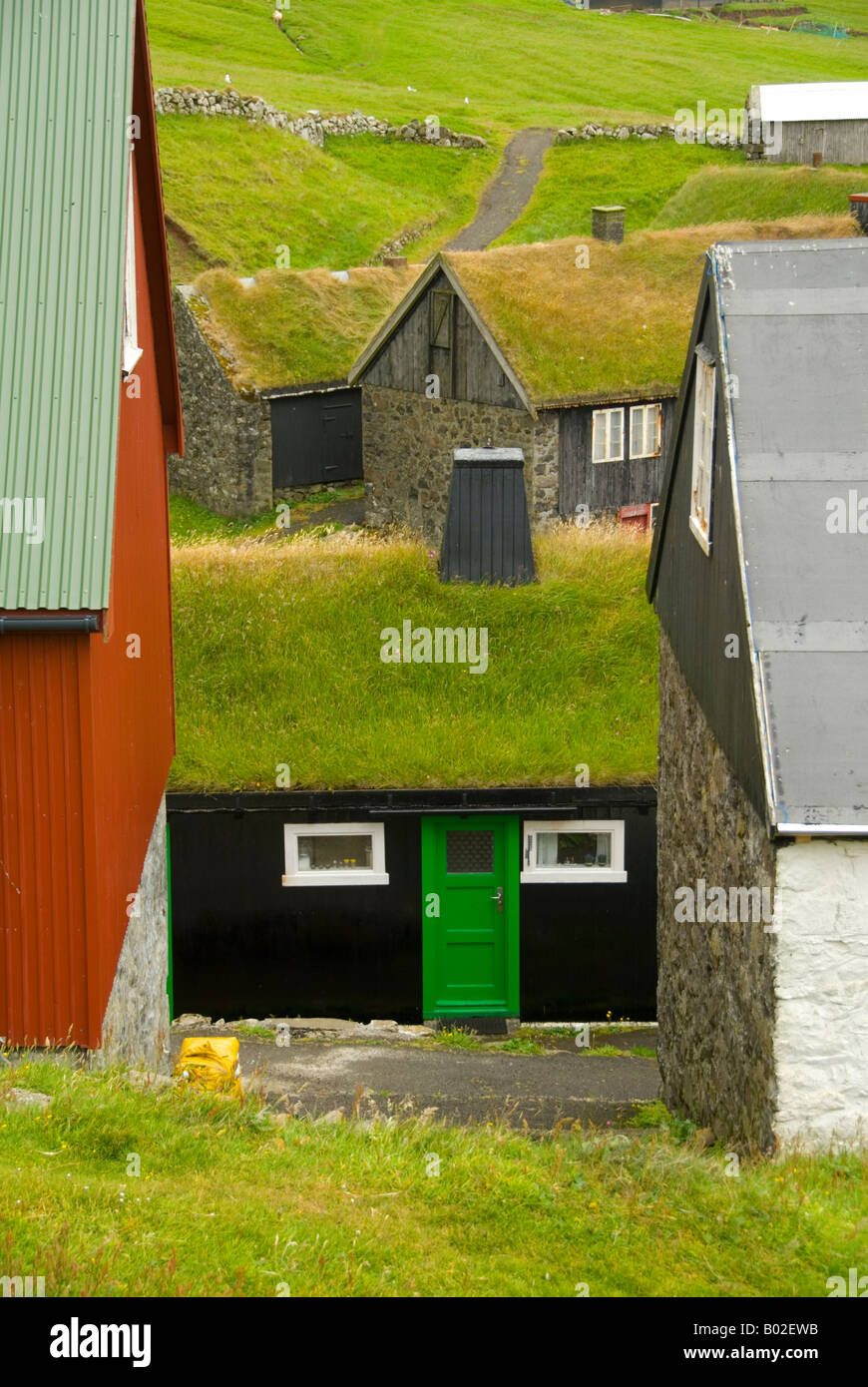Houses in the village on Mykines Island, Faroe Islands Stock Photo - Alamy