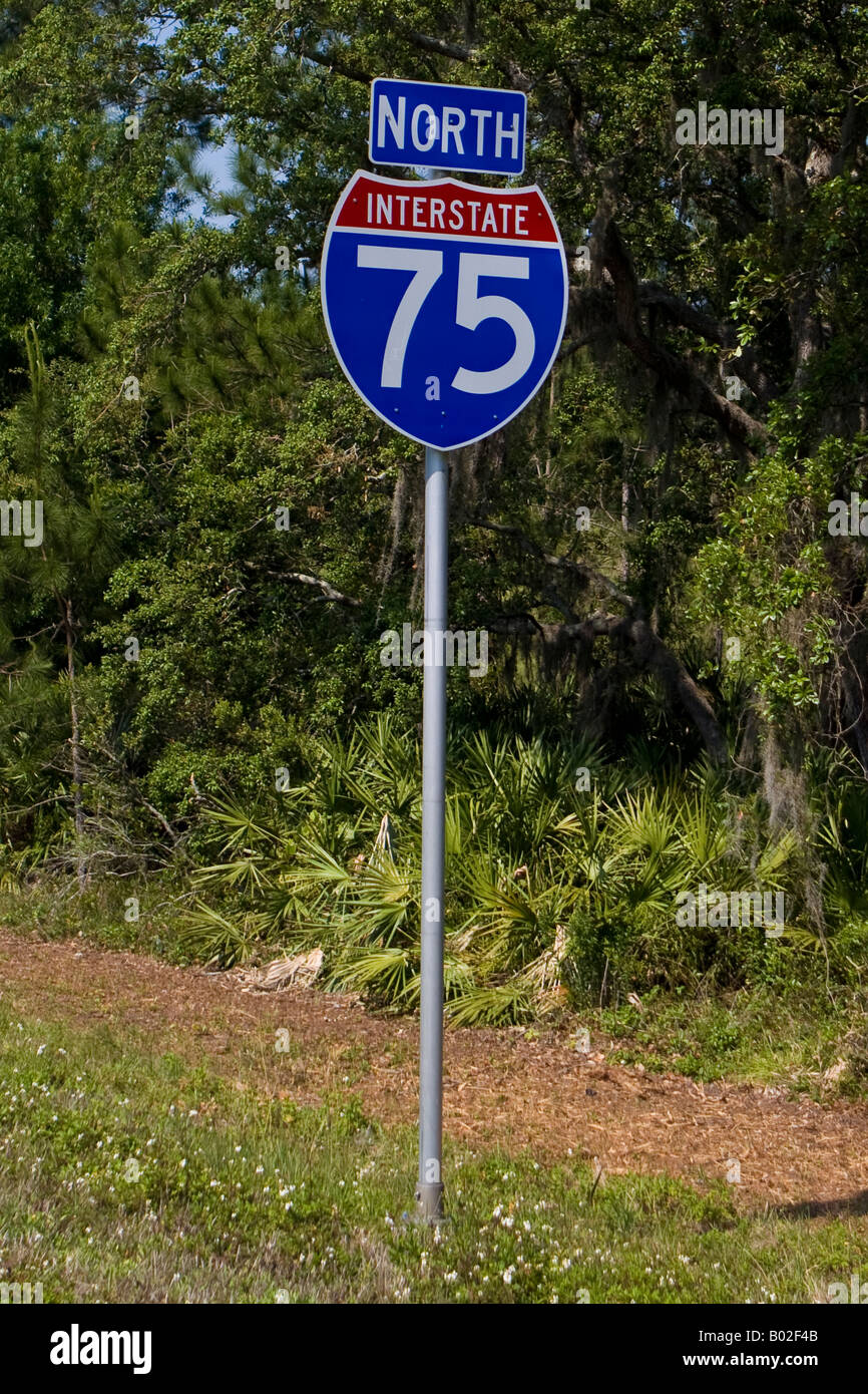 Interstate 75 Sign along U S Highway in Florida USA Stock Photo - Alamy