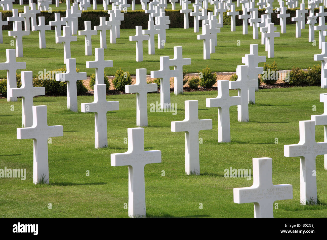 White Crosses at the "American Cemetery" Madingley Cambridge Stock ...