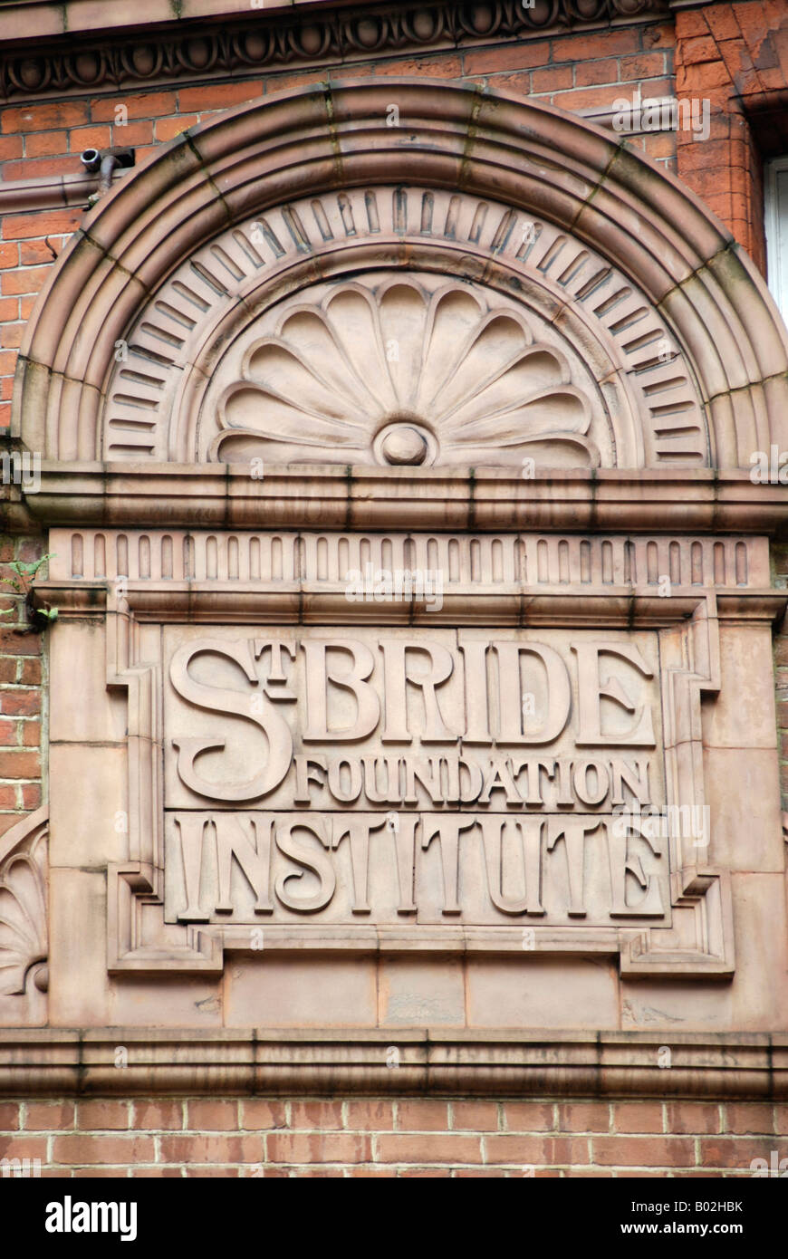 St Bride Foundation Institute sign carved on wall Bride Lane London ...