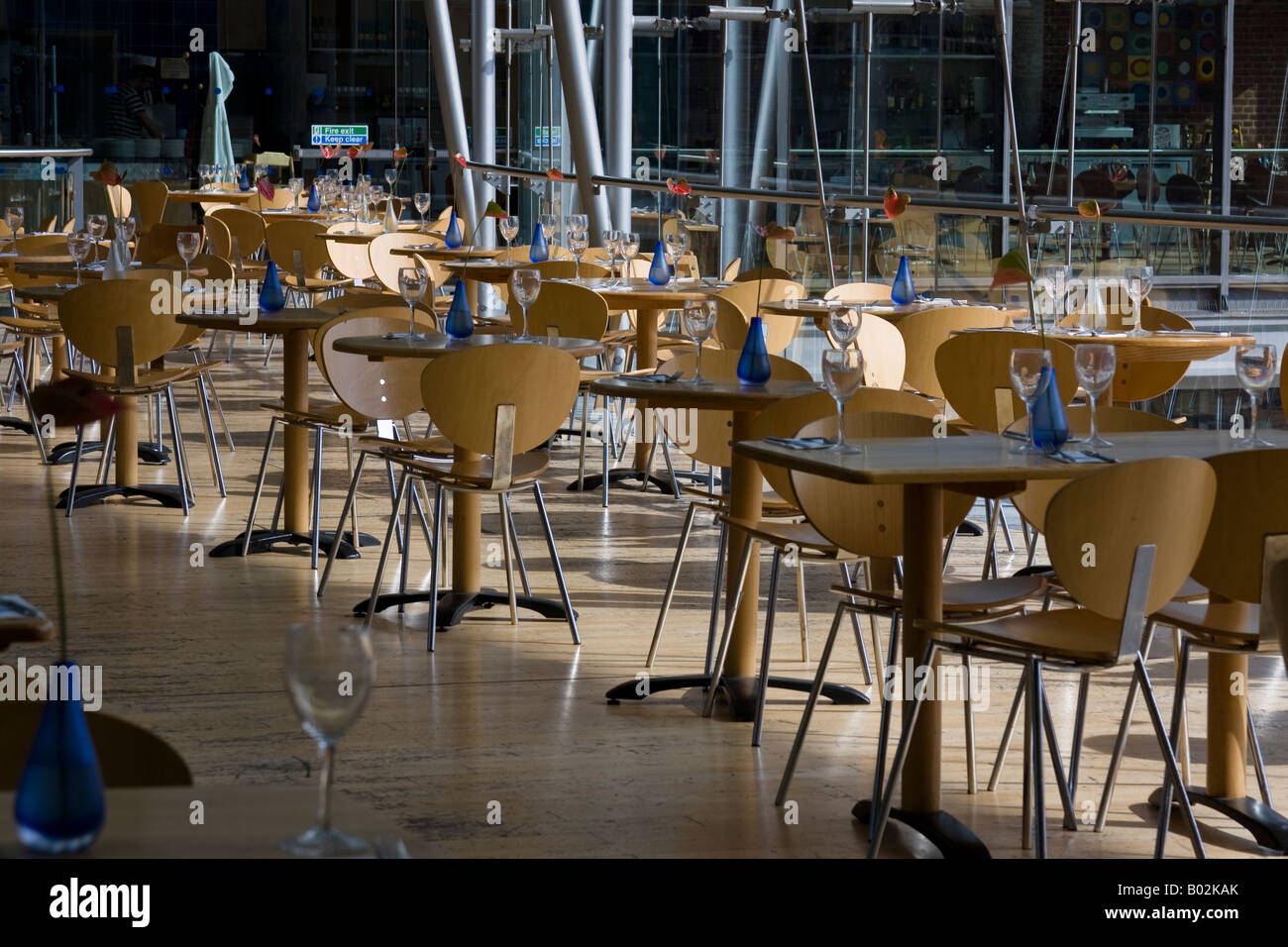 Modern tables and chairs at the Forum Norwich Millennium library Stock ...