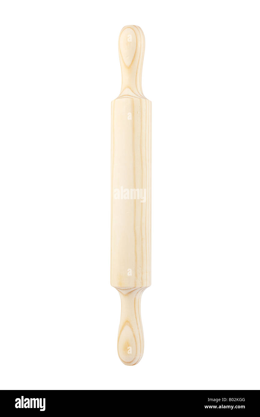 A wooden rolling pin isolated on white background Stock Photo - Alamy