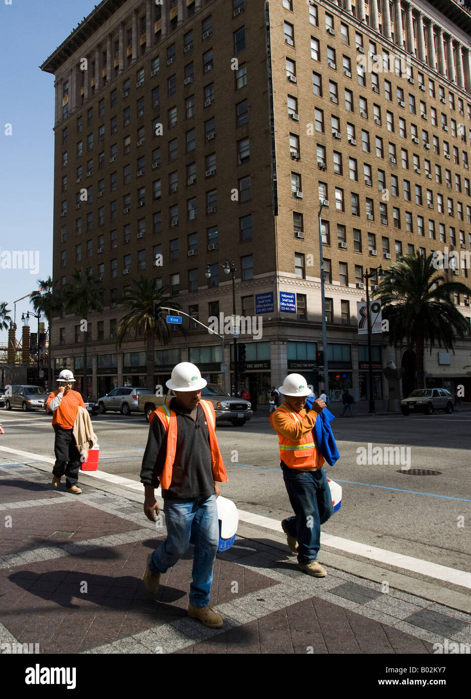 construction workers Hollywood Blvd Los Angeles County California ...
