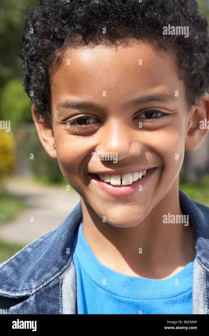 Close up of Mixed Race boy smiling Stock Photo - Alamy