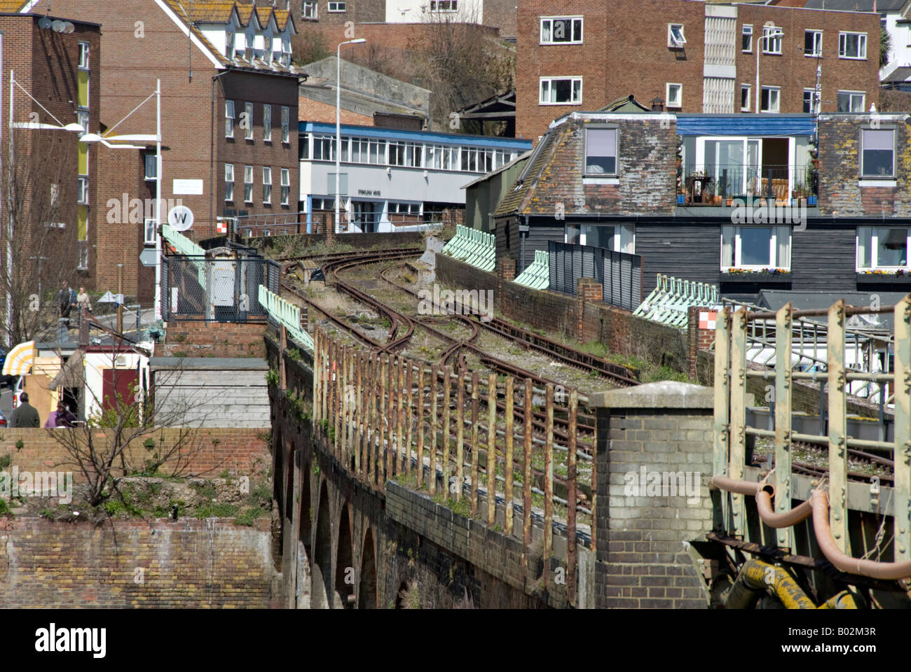 Looking east from Folkestone Harbour Station across the viaduct to the ...