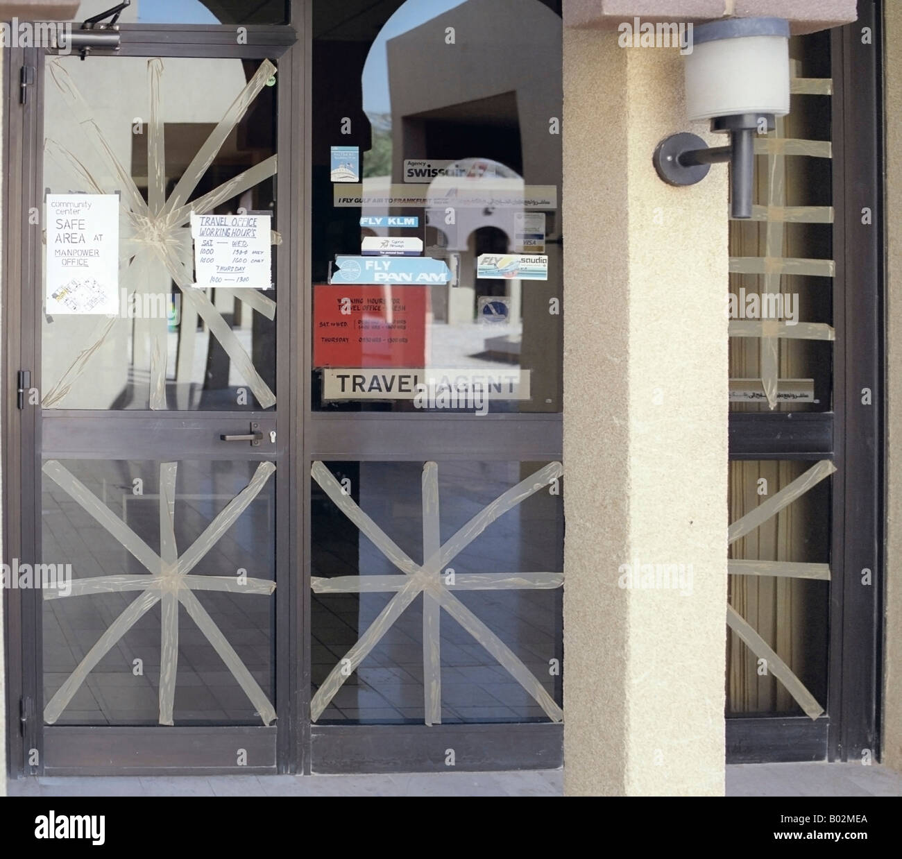 Blast protected windows on office windows during the 1991 Gulf War ...