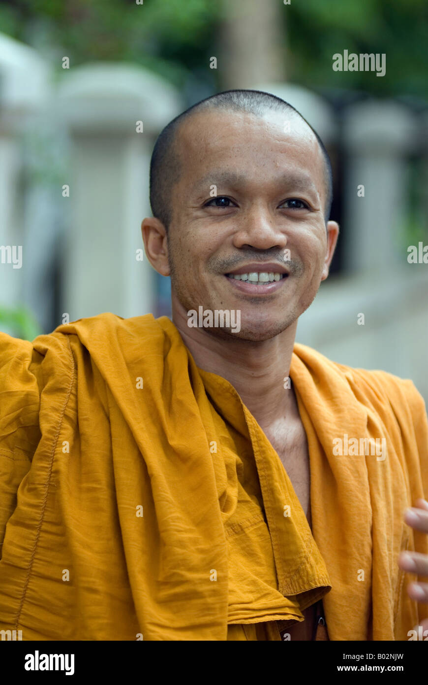 Smiling Monk in Bangkok Stock Photo - Alamy