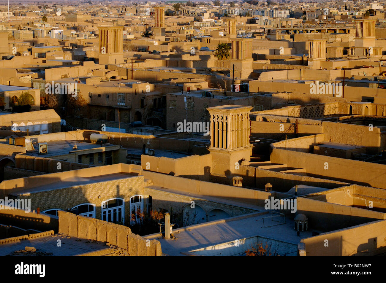 Skyline of the city of Yazd, Iran at sunset Stock Photo - Alamy