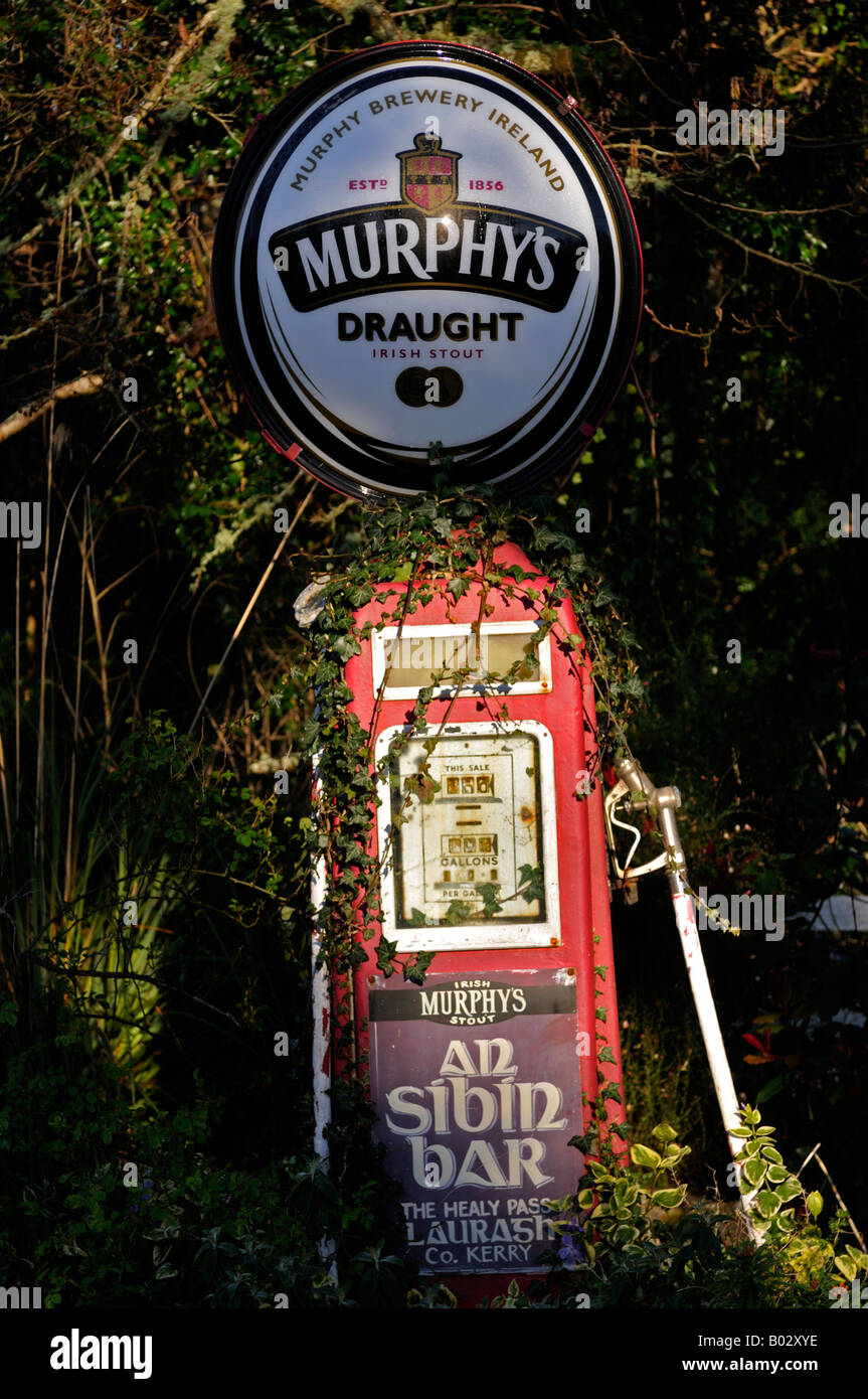 Old unused petrol pump advertising the sibin bar and pub along the ...