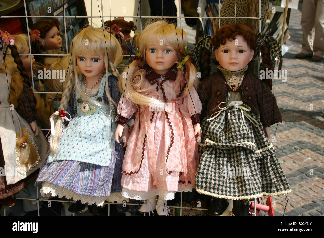 Three doll puppets in the main square Prague Czech Repeblic Stock Photo ...