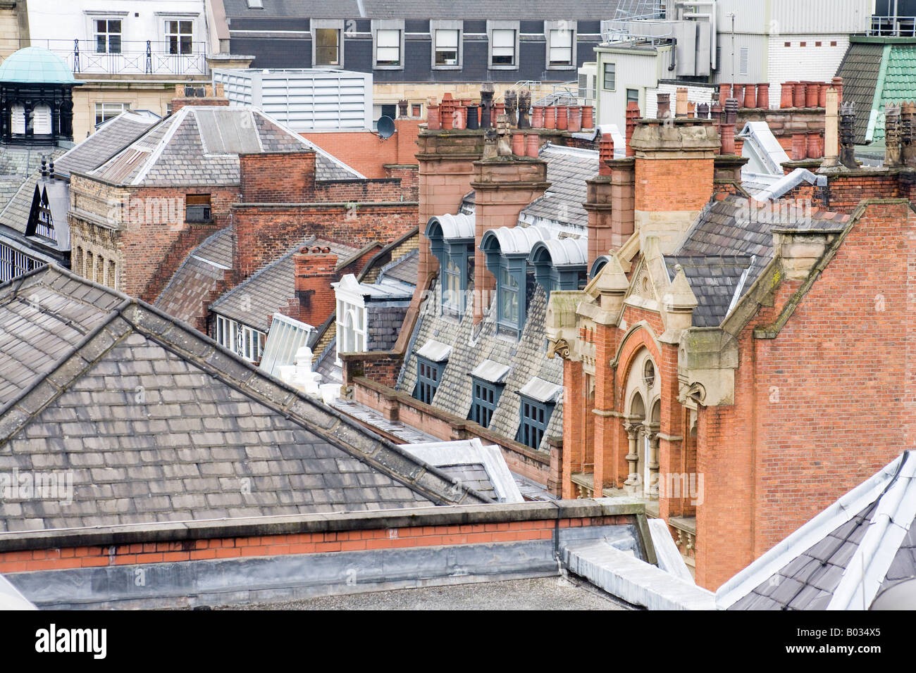 Rooftop view of King Street Manchester UK Stock Photo - Alamy