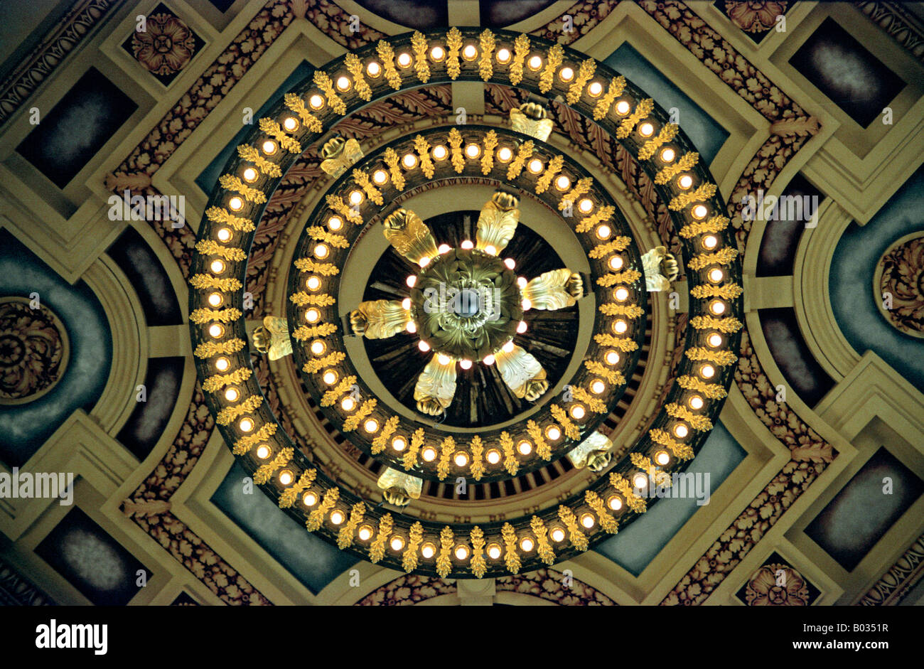 Chandelier on ceiling of Union Station in Kansas City Missouri Stock ...