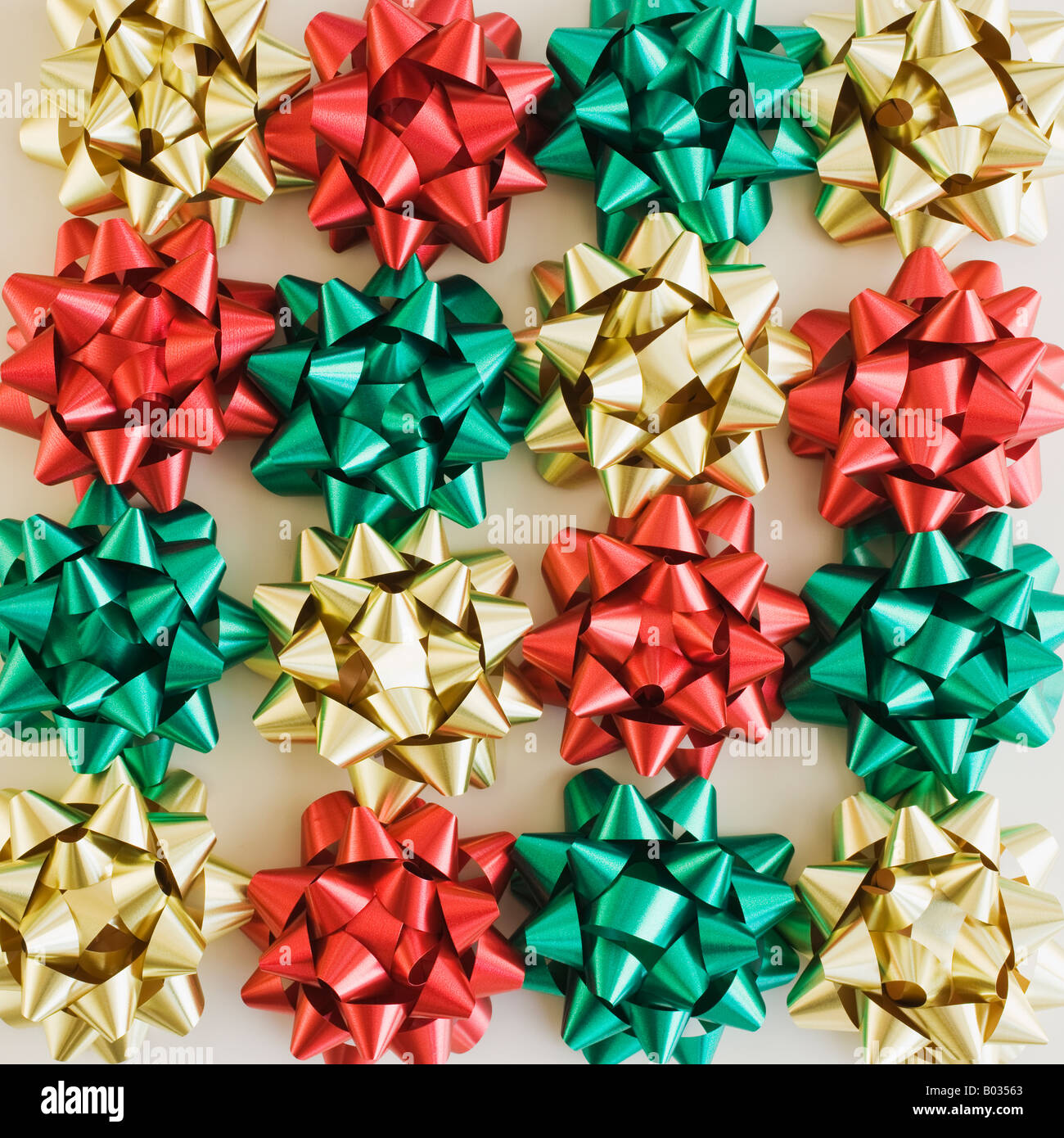 Assorted gift bows in rows Stock Photo - Alamy