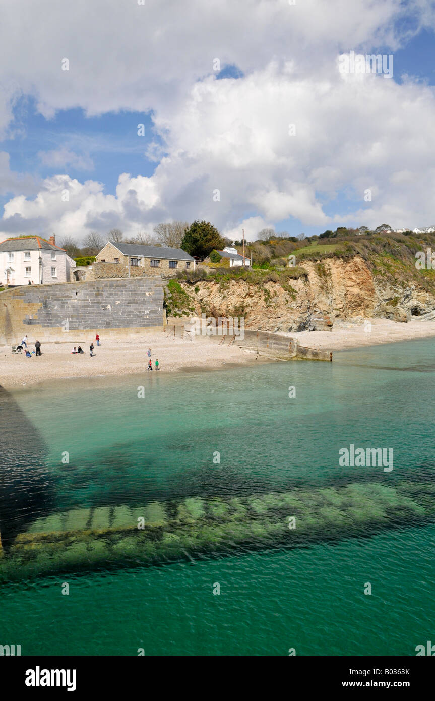 Portrait view of Charlestown Beach, St Austell, Cornwall Stock Photo ...