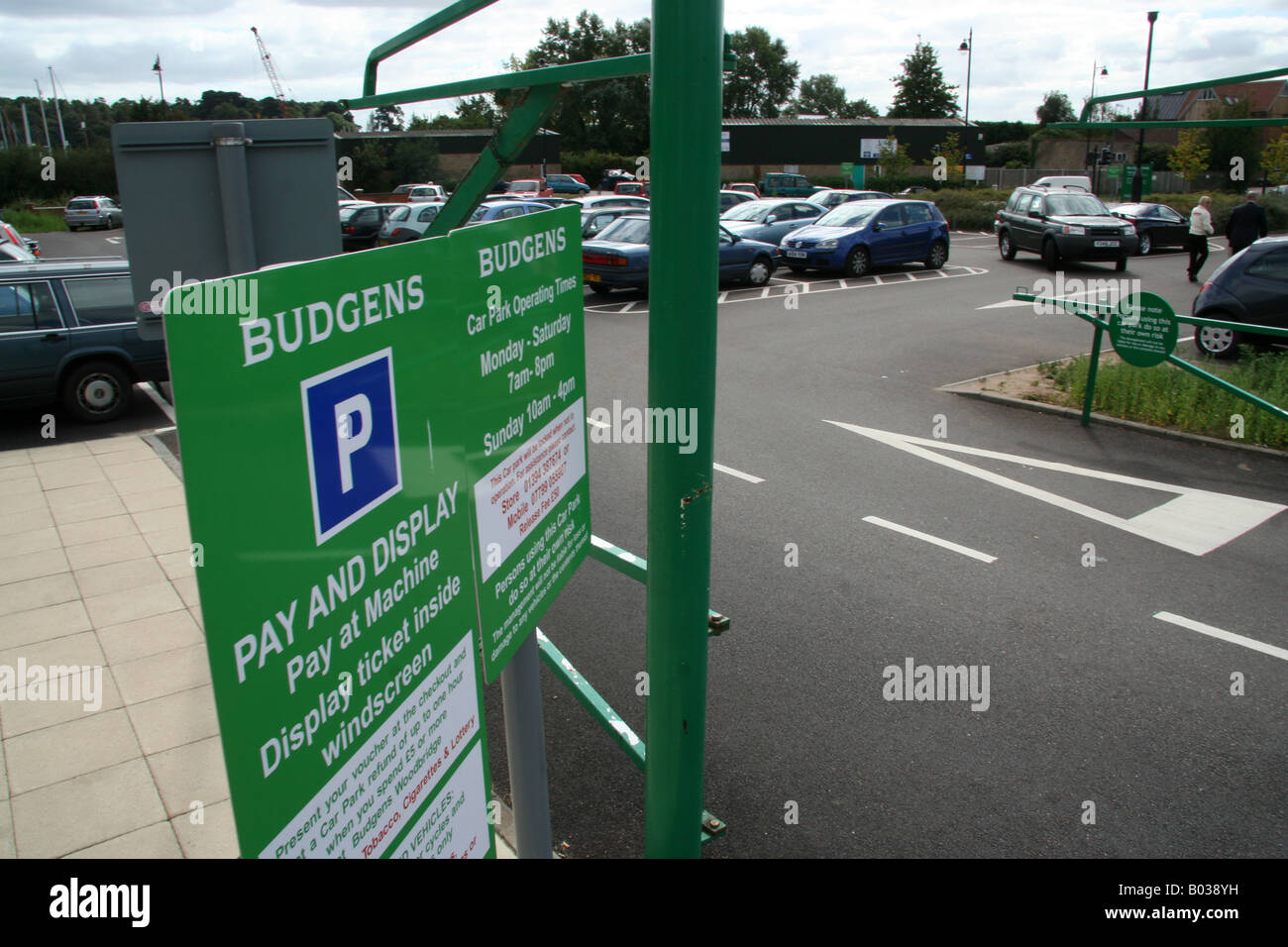 Shiny new pay and display car park for Budgens the supermarket Stock ...