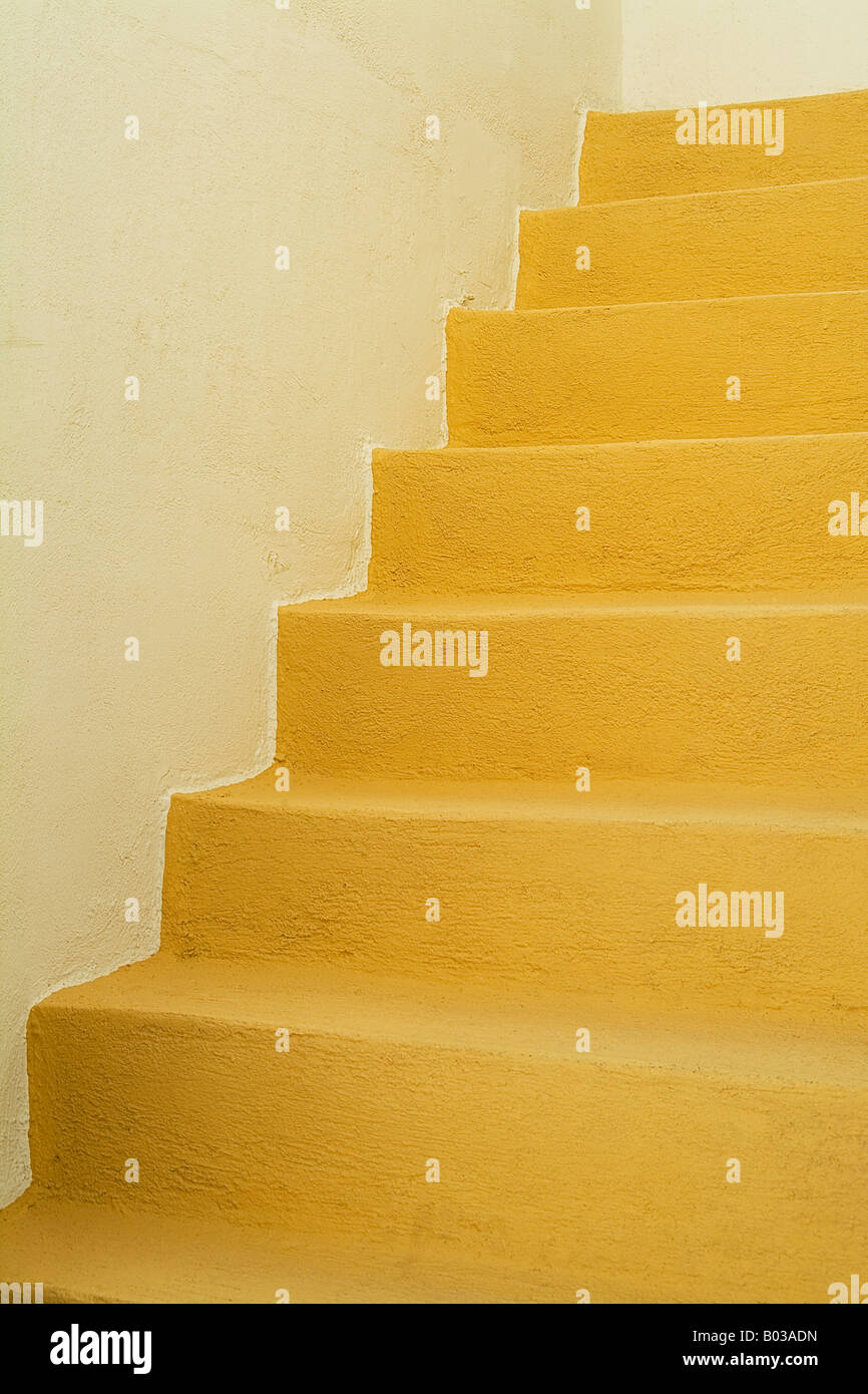 Yellow Stairs Steps Oia Santorini Greece Stock Photo - Alamy