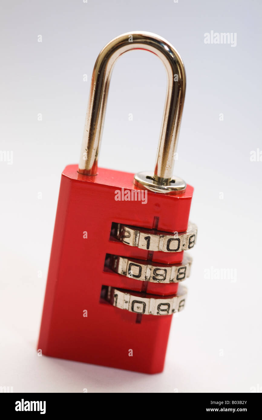 Red padlock with coding system Stock Photo - Alamy