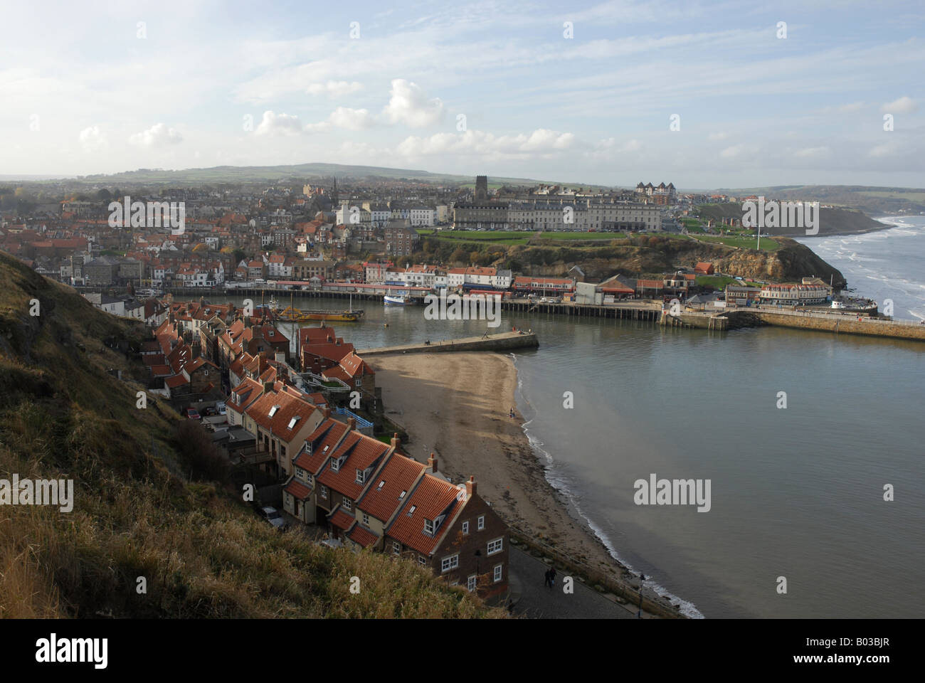 A view of the seaside town of Whitby in North Yorkshire England Stock ...