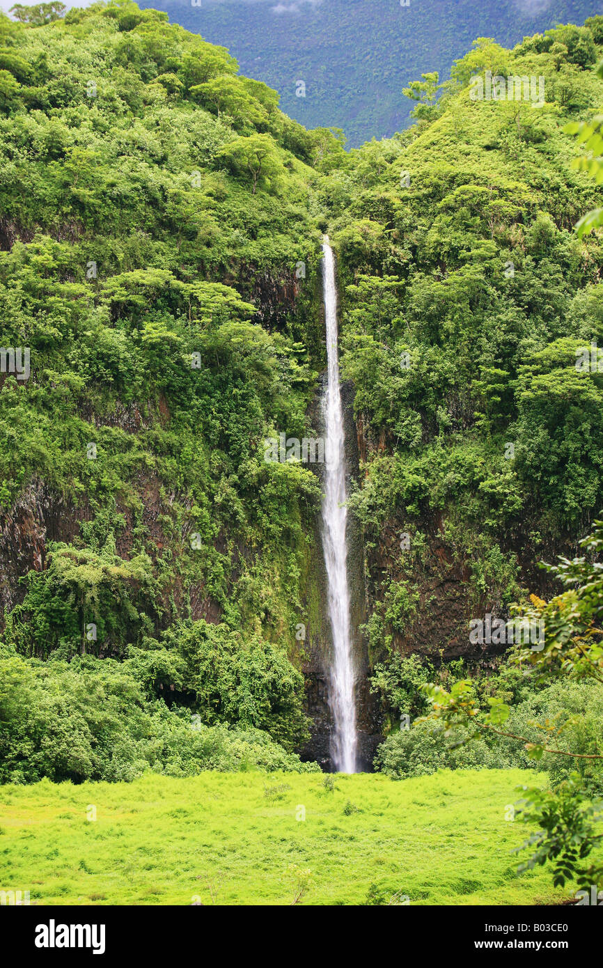 Waterfall on Tahiti Stock Photo - Alamy