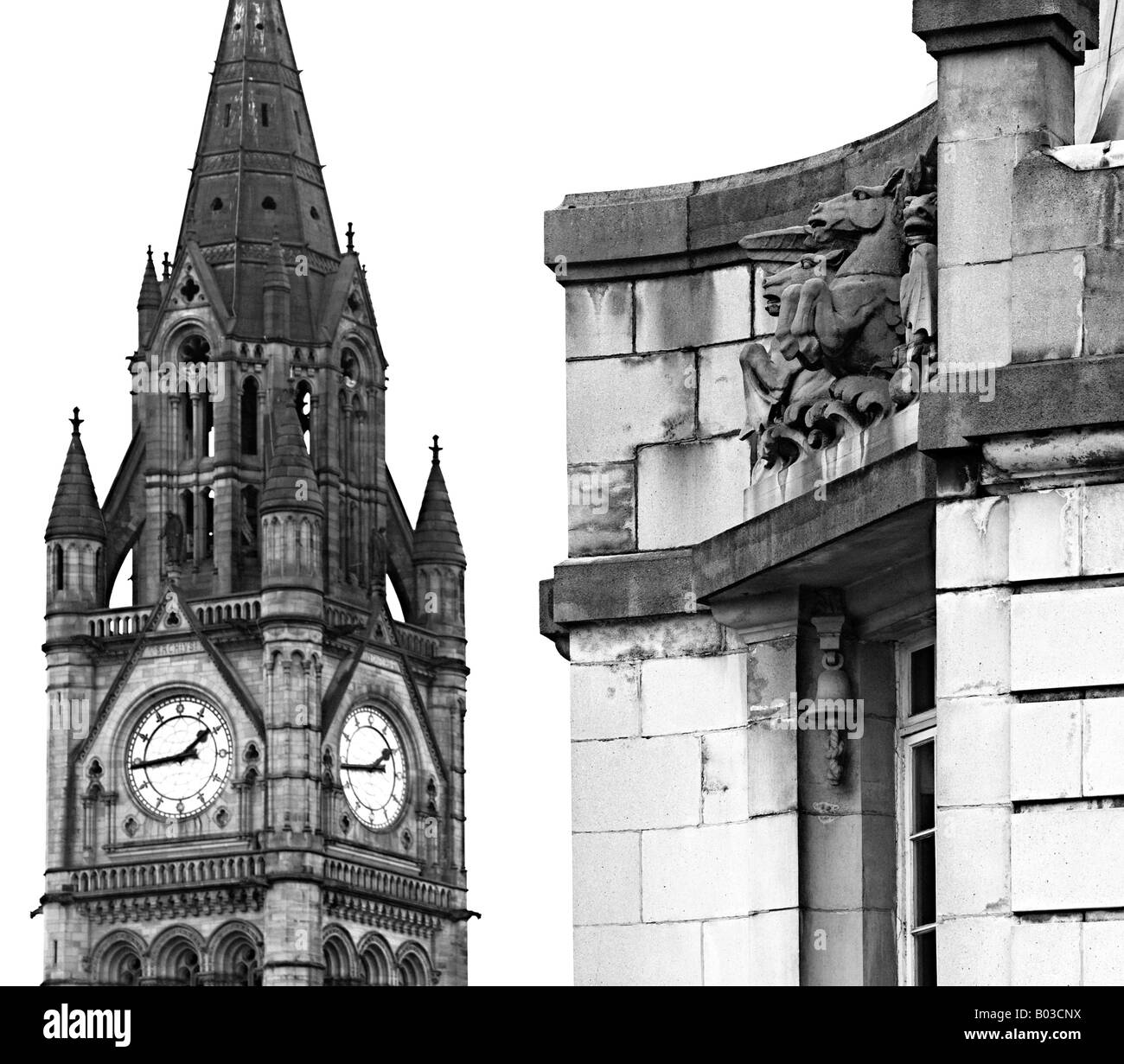 Manchester Town Hall in dramatic pose against the backdrop of other ...
