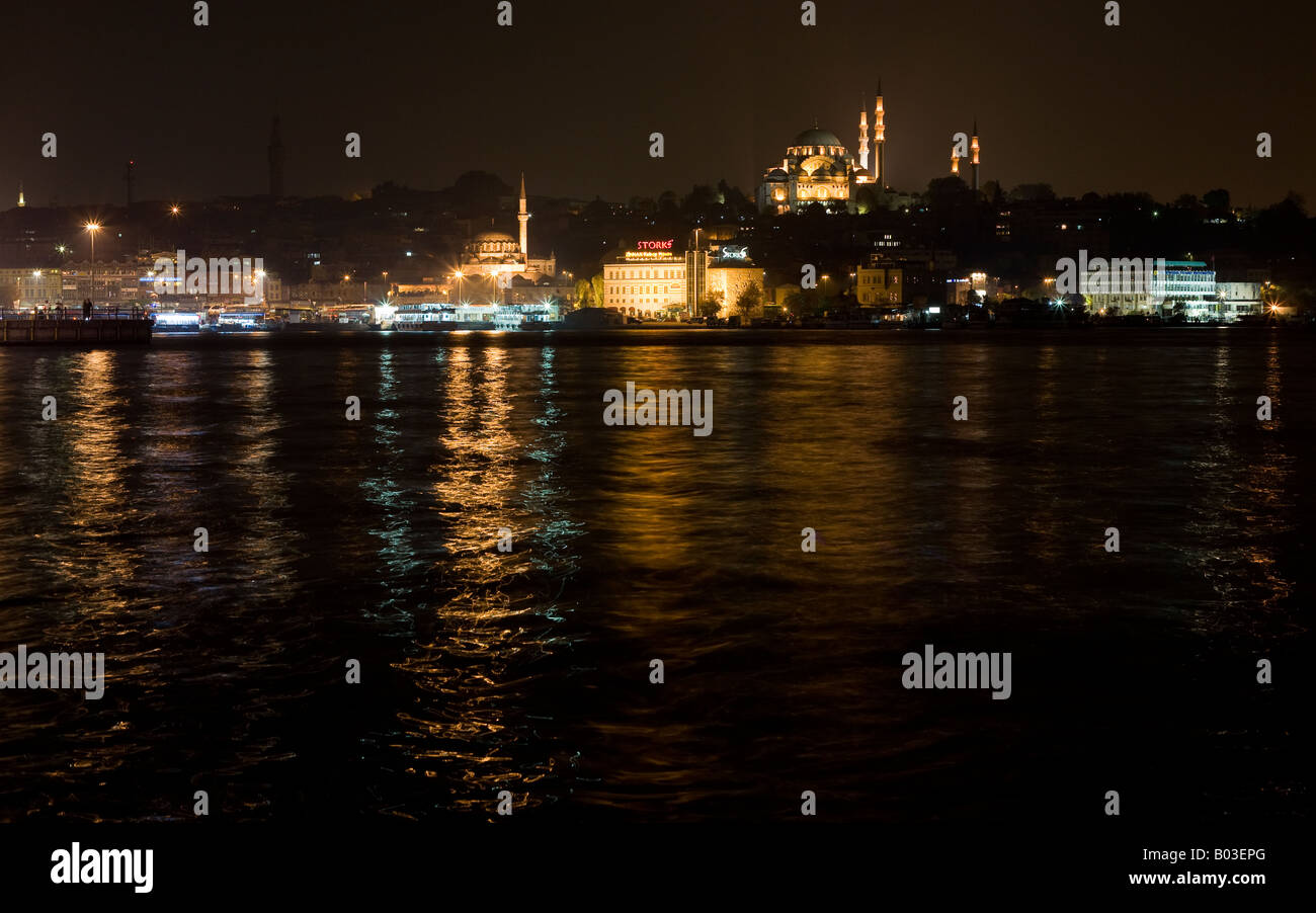 Golden Horn Skyline at night The skyline of Istanbul at night with the ...