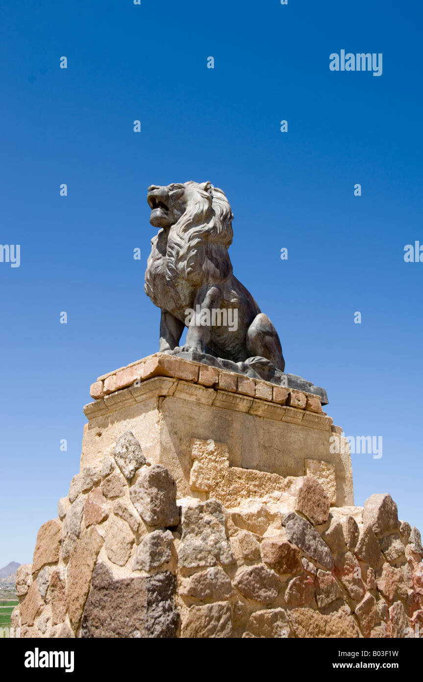 Bronze Lion Statue outside San Xavier del Bac Mission Arizona USA Stock ...
