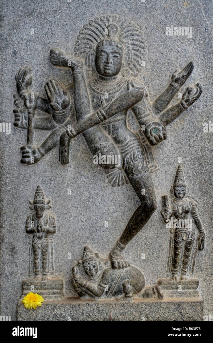 Bas relief of the Hindu god Shiva dancing the famous Nataraja dance ...