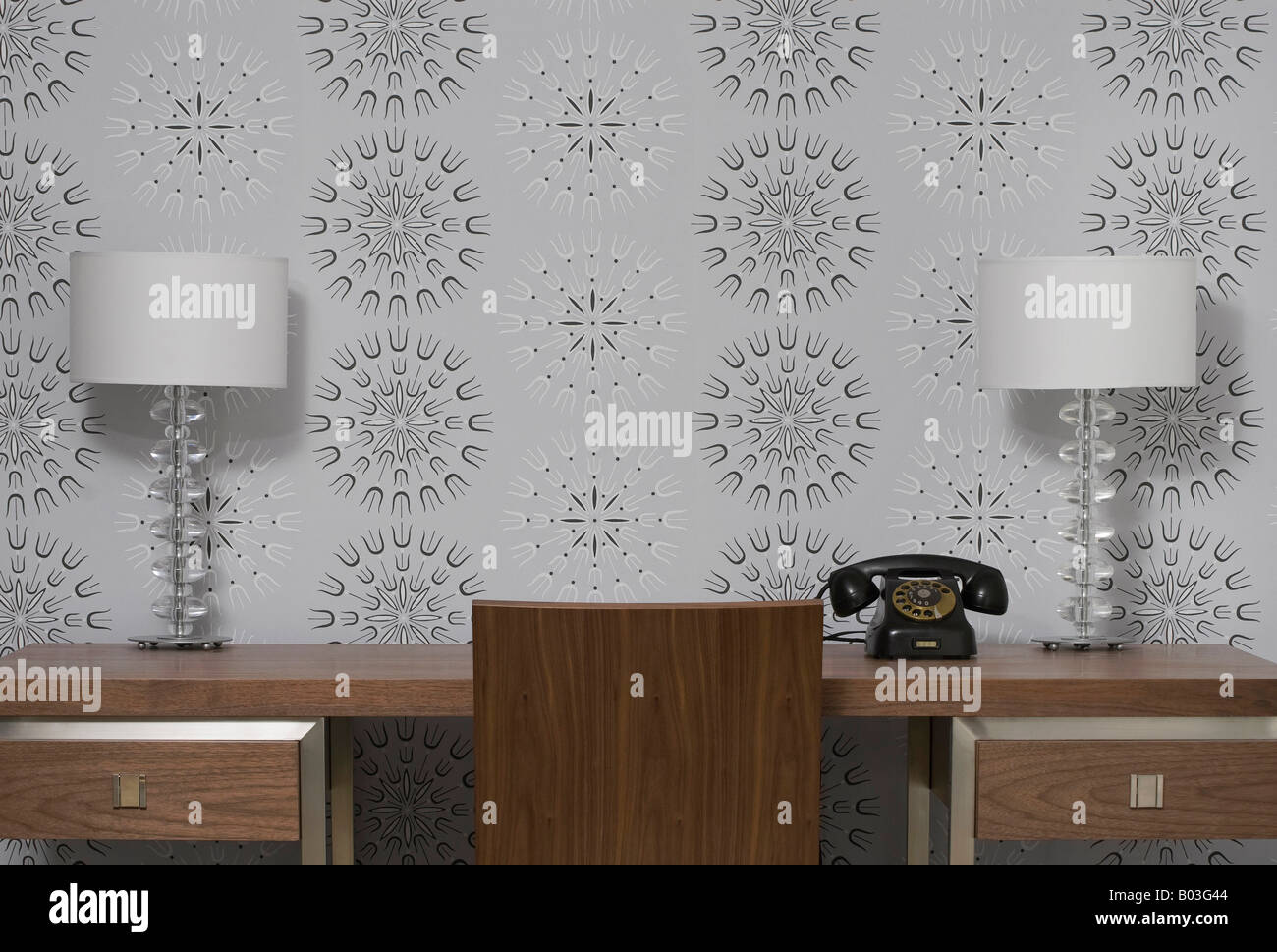 retro style modern contemporary writing desk in home interior Stock ...