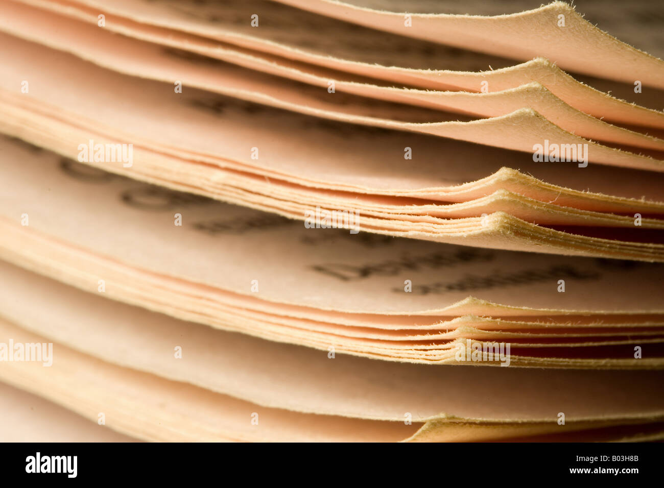 Closeup of weathered and yeallowed book pages from an old library Stock ...