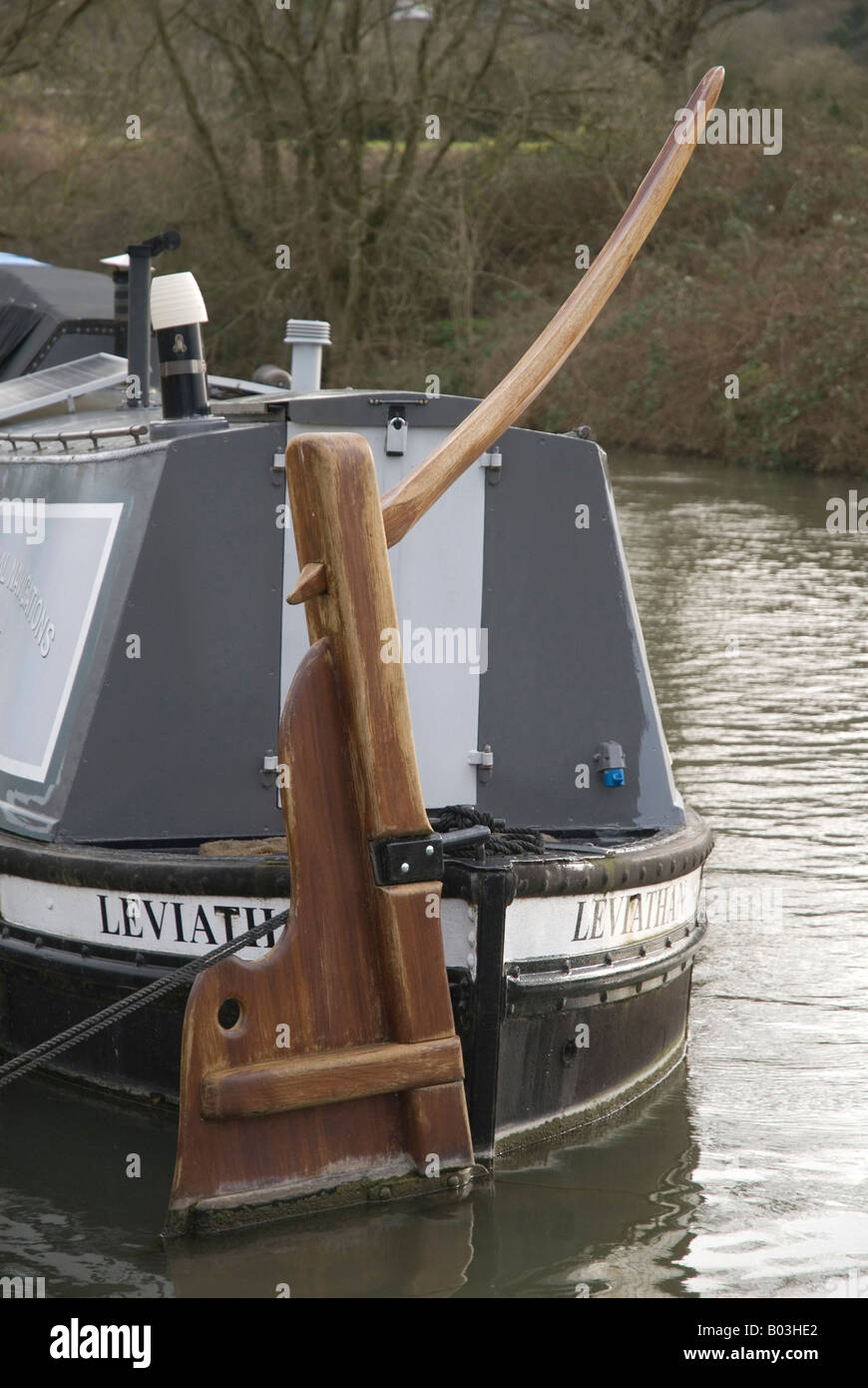 Rudder of narrow boat Stock Photo - Alamy