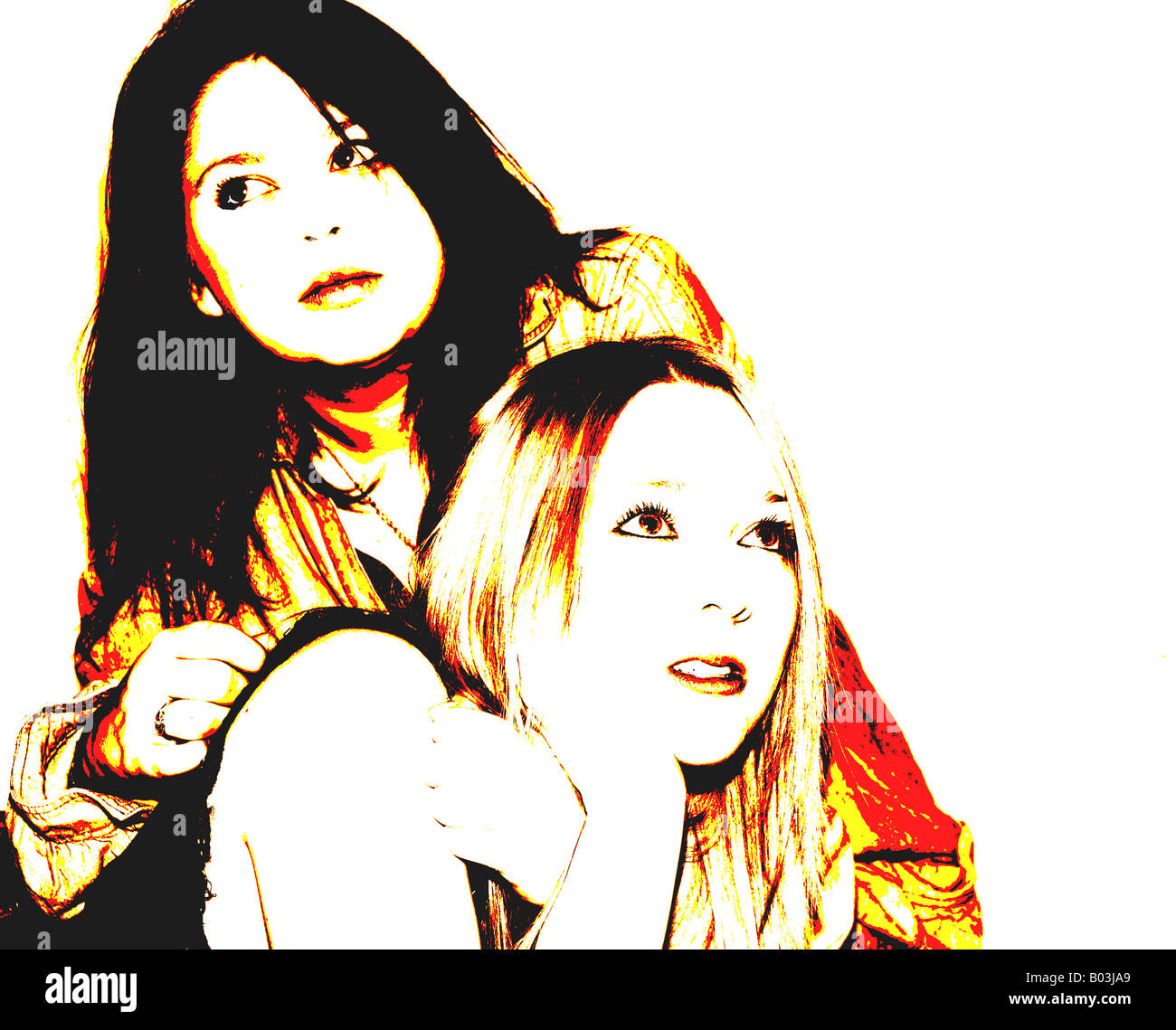 Two girls poster style Stock Photo - Alamy