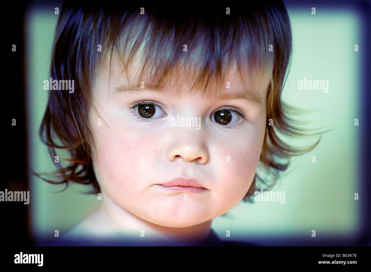 beautiful girl face sixteen months old one toddler portrait Stock Photo ...
