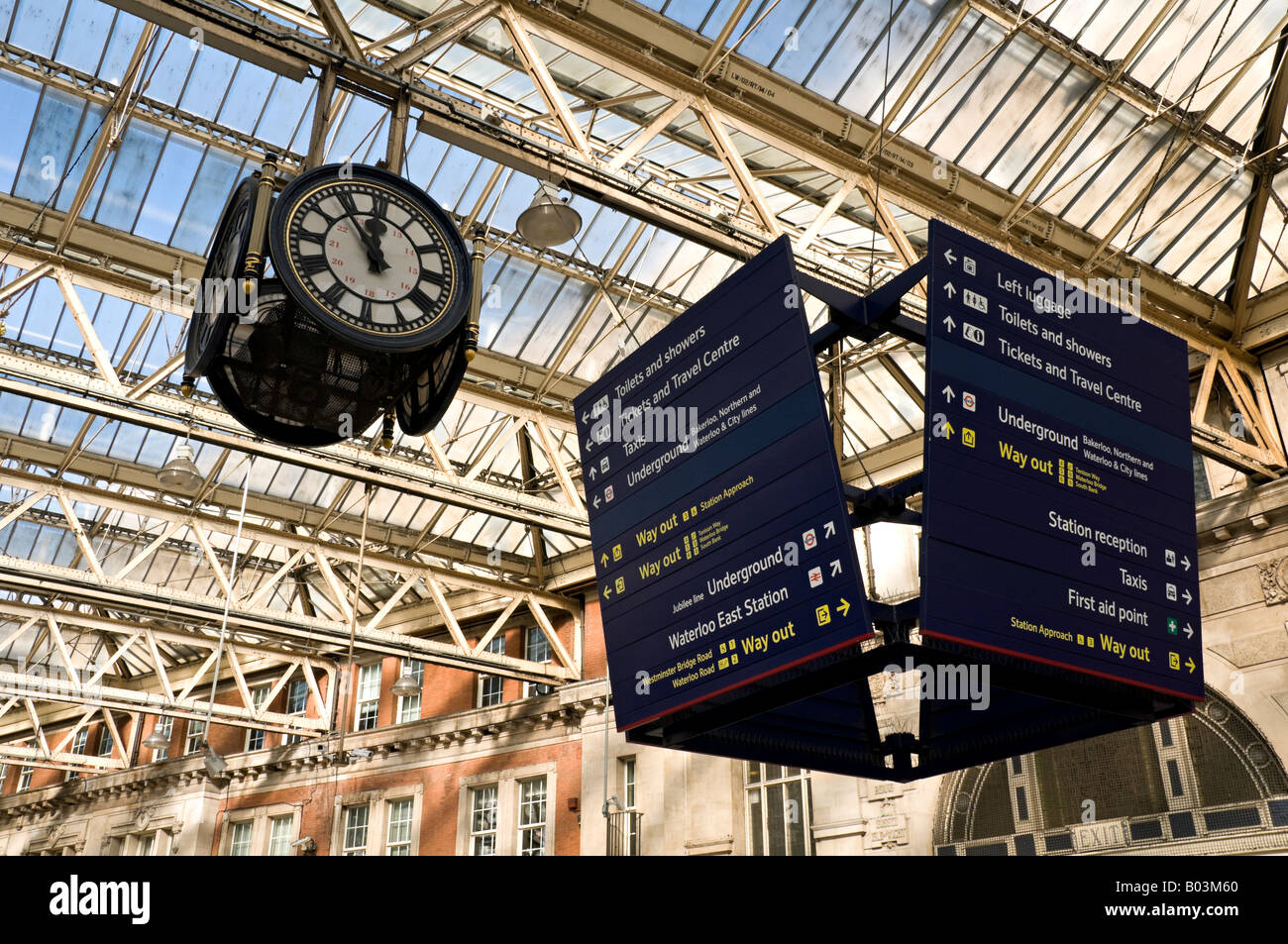 Suspended clock Waterloo station London Stock Photo - Alamy