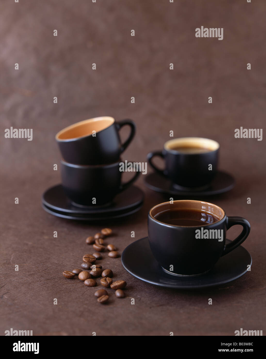 Coffee with cups and coffee beans Stock Photo - Alamy
