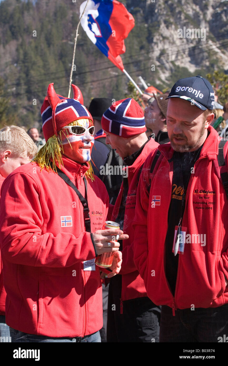 Spectators at Planica ski jumping championships Slovenia 2008 Stock ...