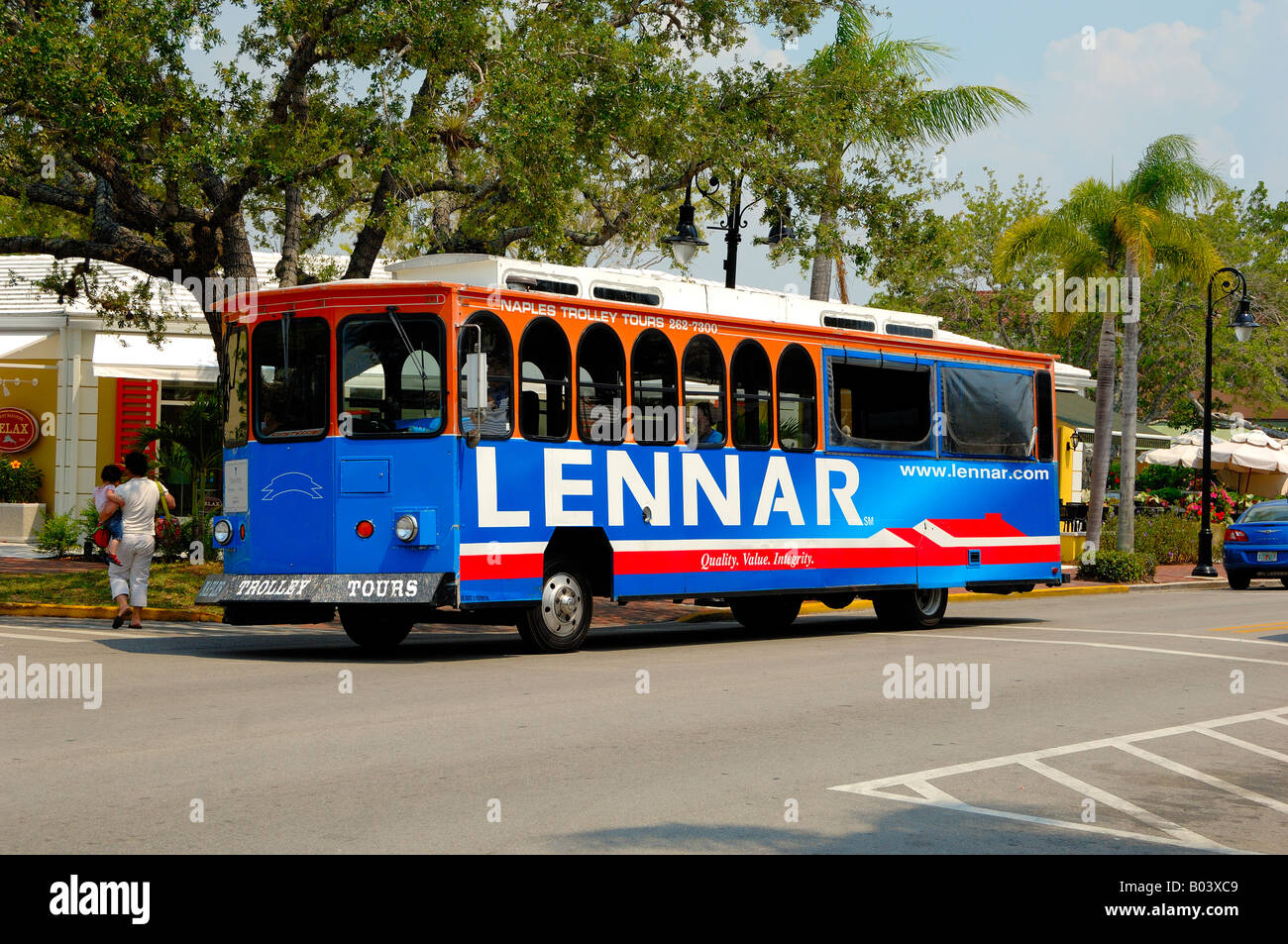 brightly coloured bus naples florida fl usa Stock Photo - Alamy