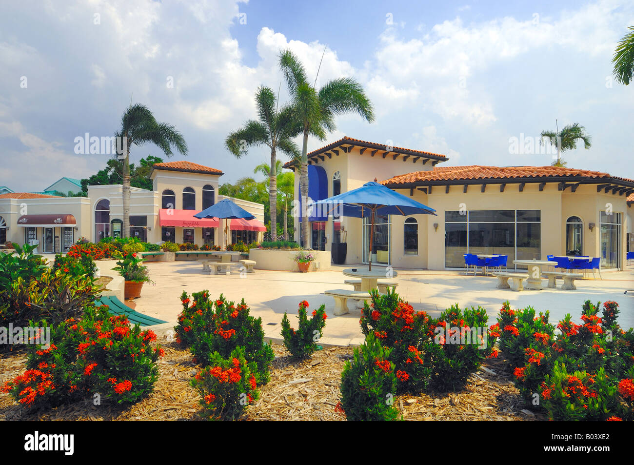 coffee bar restaurant shop with table chairs umbrella parasol in ...