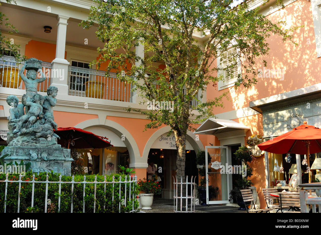 beautiful corner of shops and restaurants with fountain naples florida ...