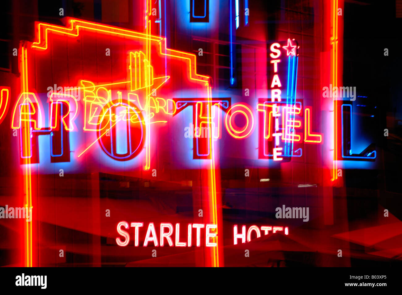 abstract illustration of hotel neon signs at night miami south beach ...