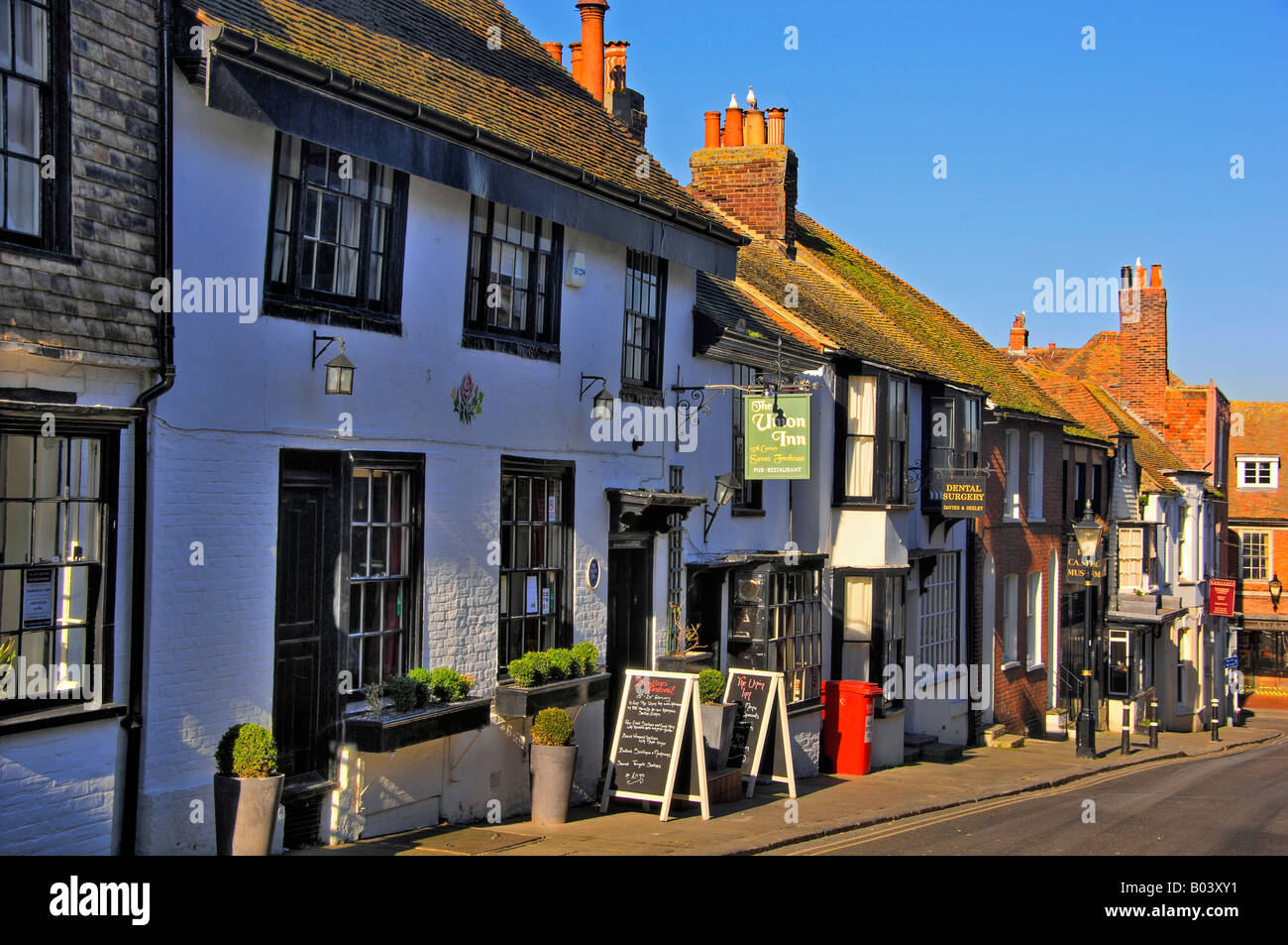 street scene showing old medieval buildings in historic citidel in five ...