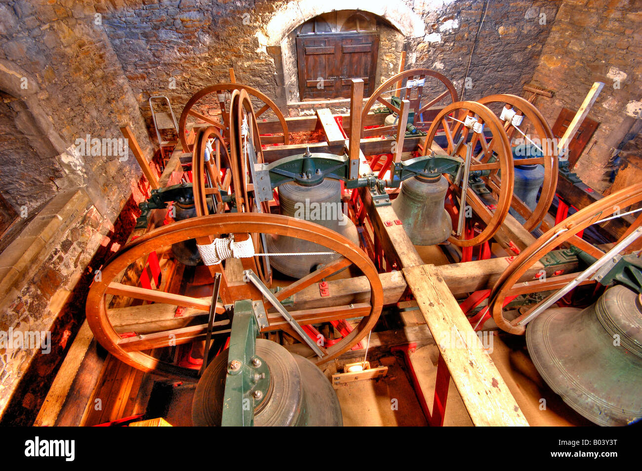 bird's eye view showing old church bells in st.mary's church Rye East ...