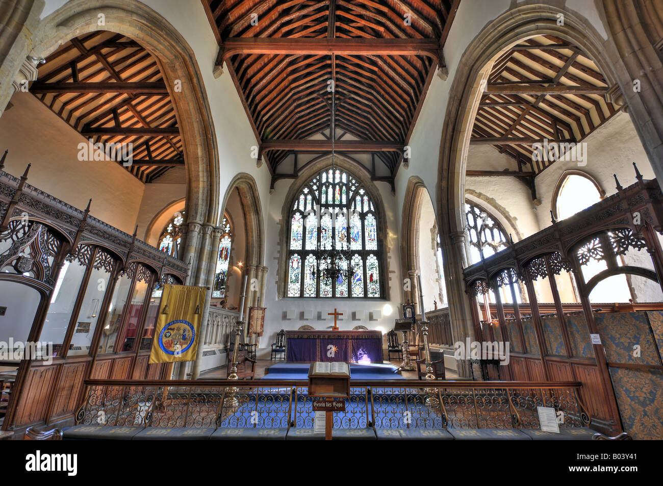 interior showing old st.mary's church Rye East Sussex england uk europe ...