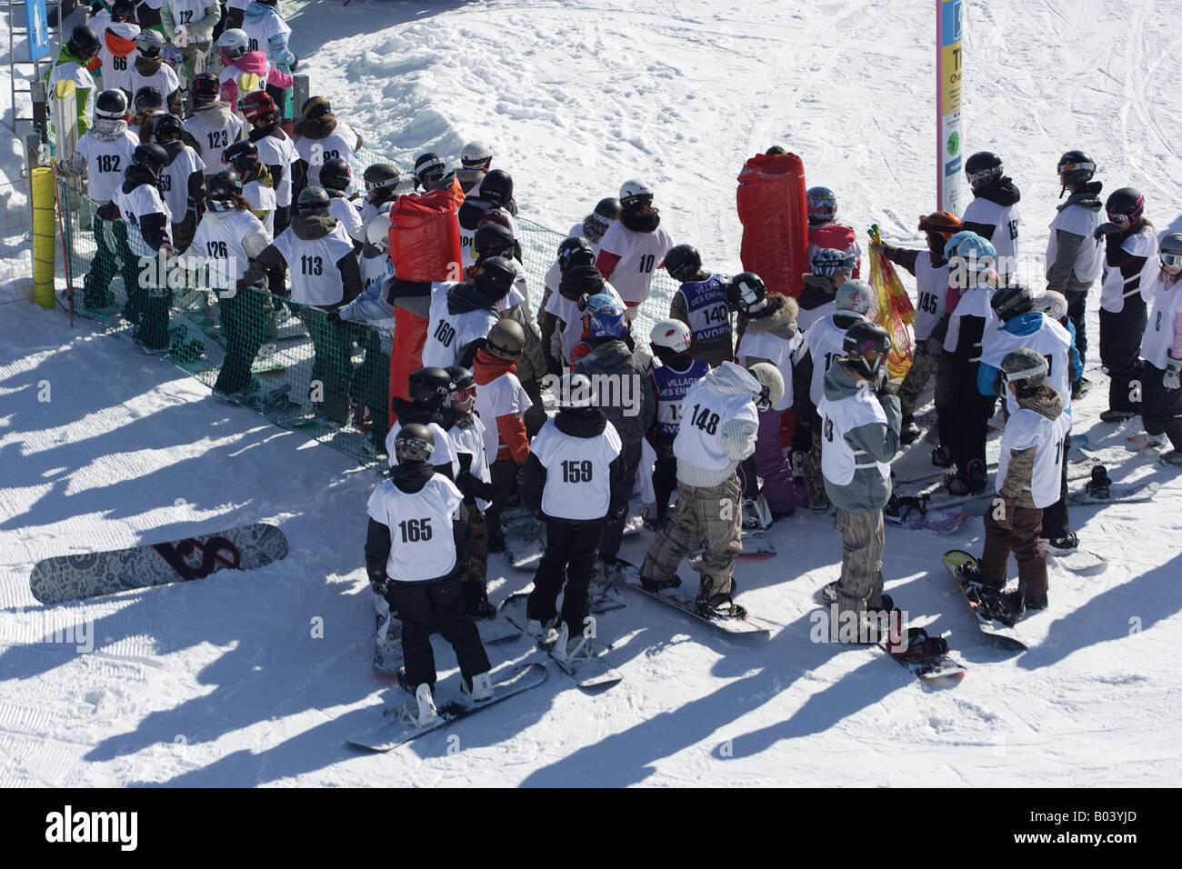 snowboard jumping skills competition competitors Stock Photo - Alamy