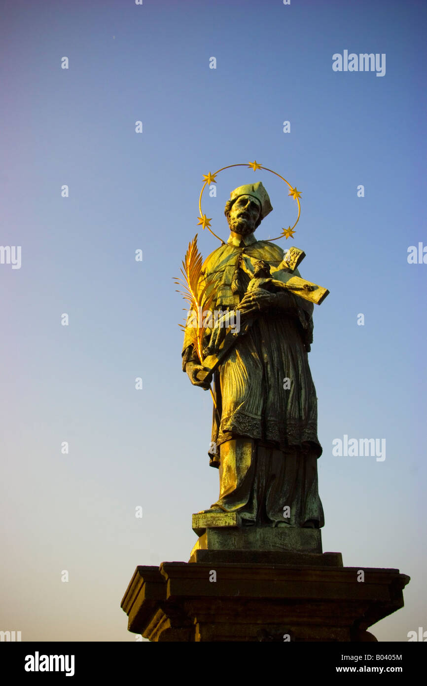 The statue of John of Nepomuk Charles Bridge Prague Czech Republic ...