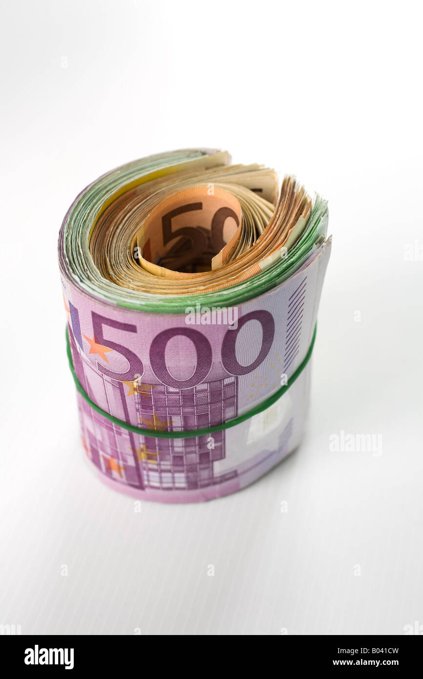 Roll of Euro banknotes Stock Photo - Alamy