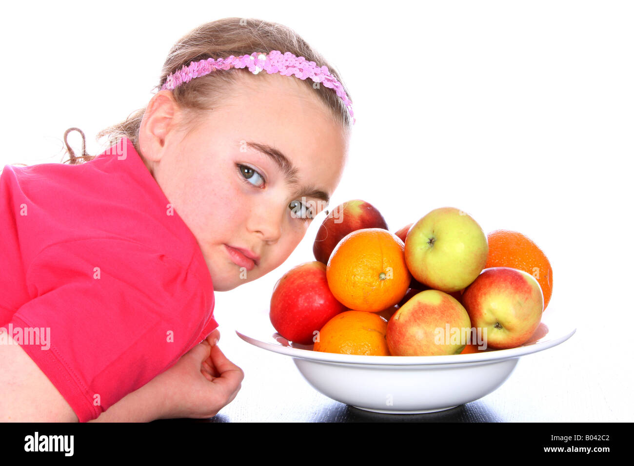 Child with Bowl of Fruit Models Released Stock Photo - Alamy