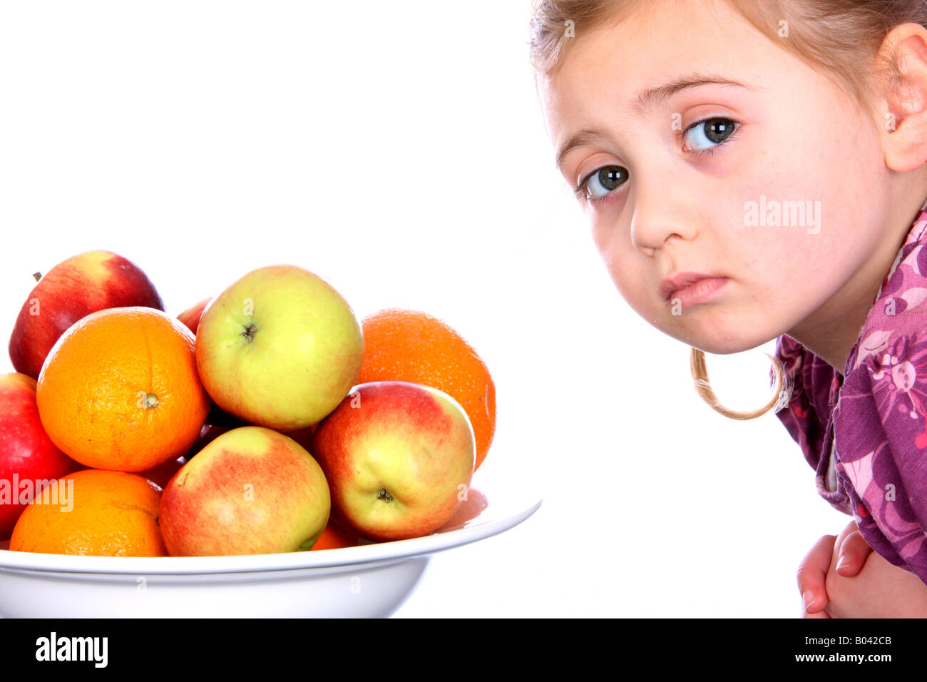Child with Bowl of Fruit Models Released Stock Photo - Alamy