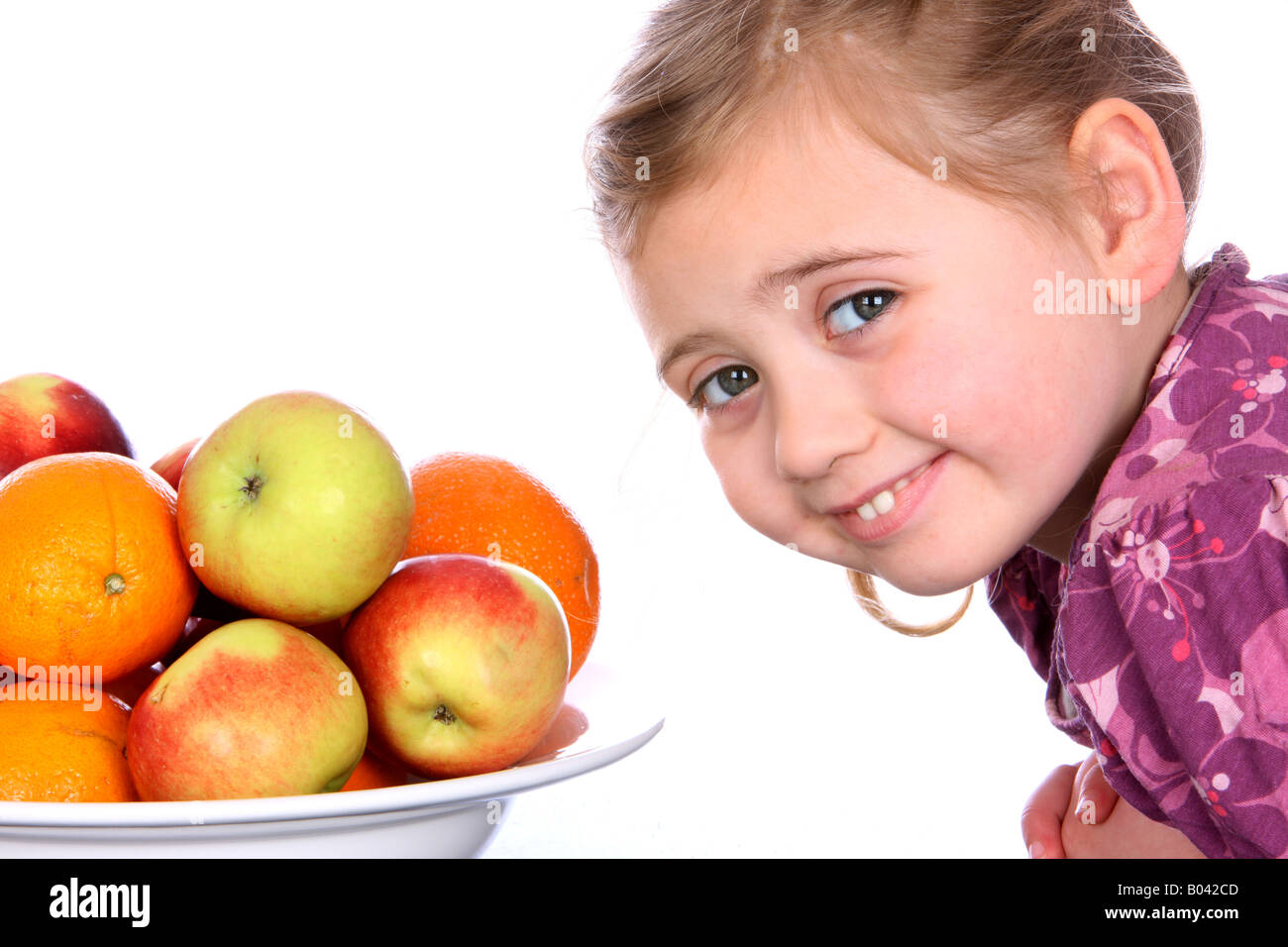 Child with Bowl of Fruit Models Released Stock Photo - Alamy